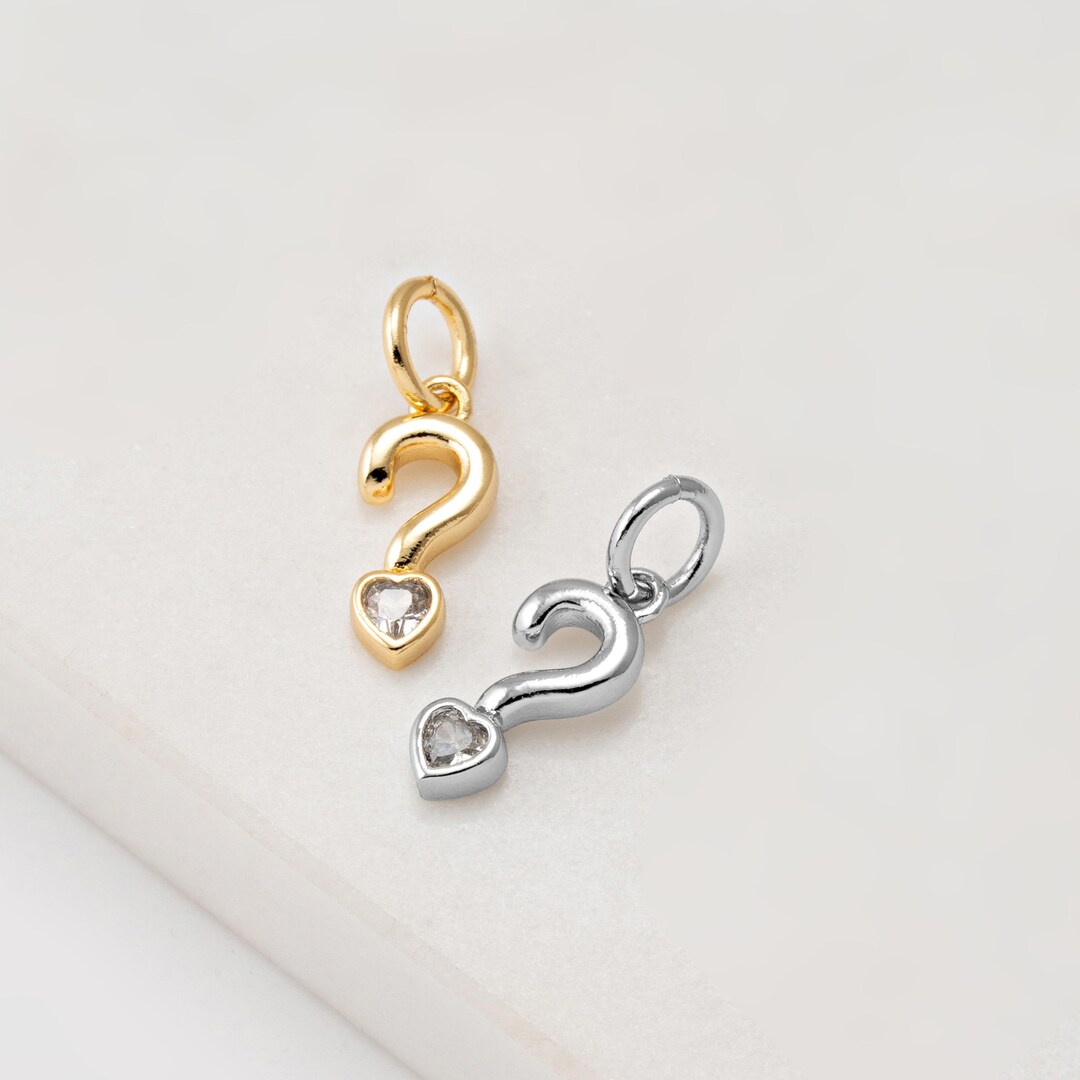 2PCS - Question Mark Dangle Charm, Question Sign Shaped Cubic Pendant ...