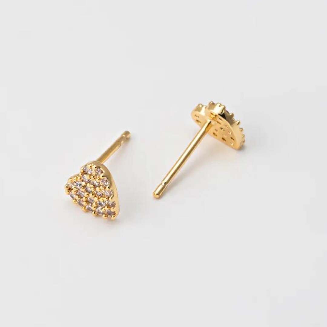 2PCS - Cubic Heart Post Earring, Cubic Heart Stud Earrings, Jewelry ...