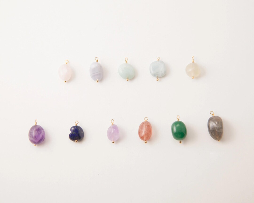 4PCS - Gemstone Charms(large), Healing Charms, Gemstone Charm Necklace ...