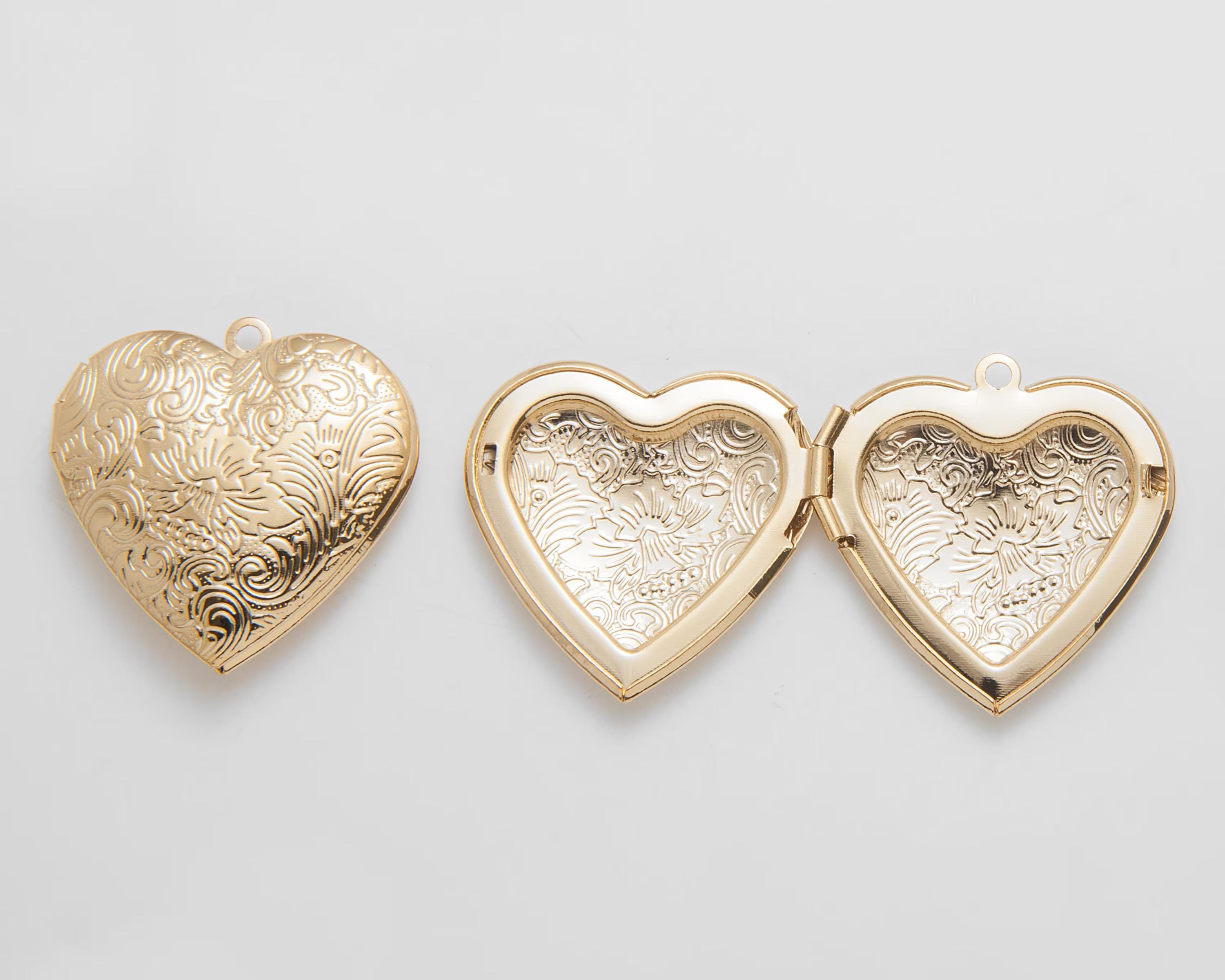 1PC - Heart Locket Series, Locket Charm Necklace Pendant, 14K Gold Tone ...