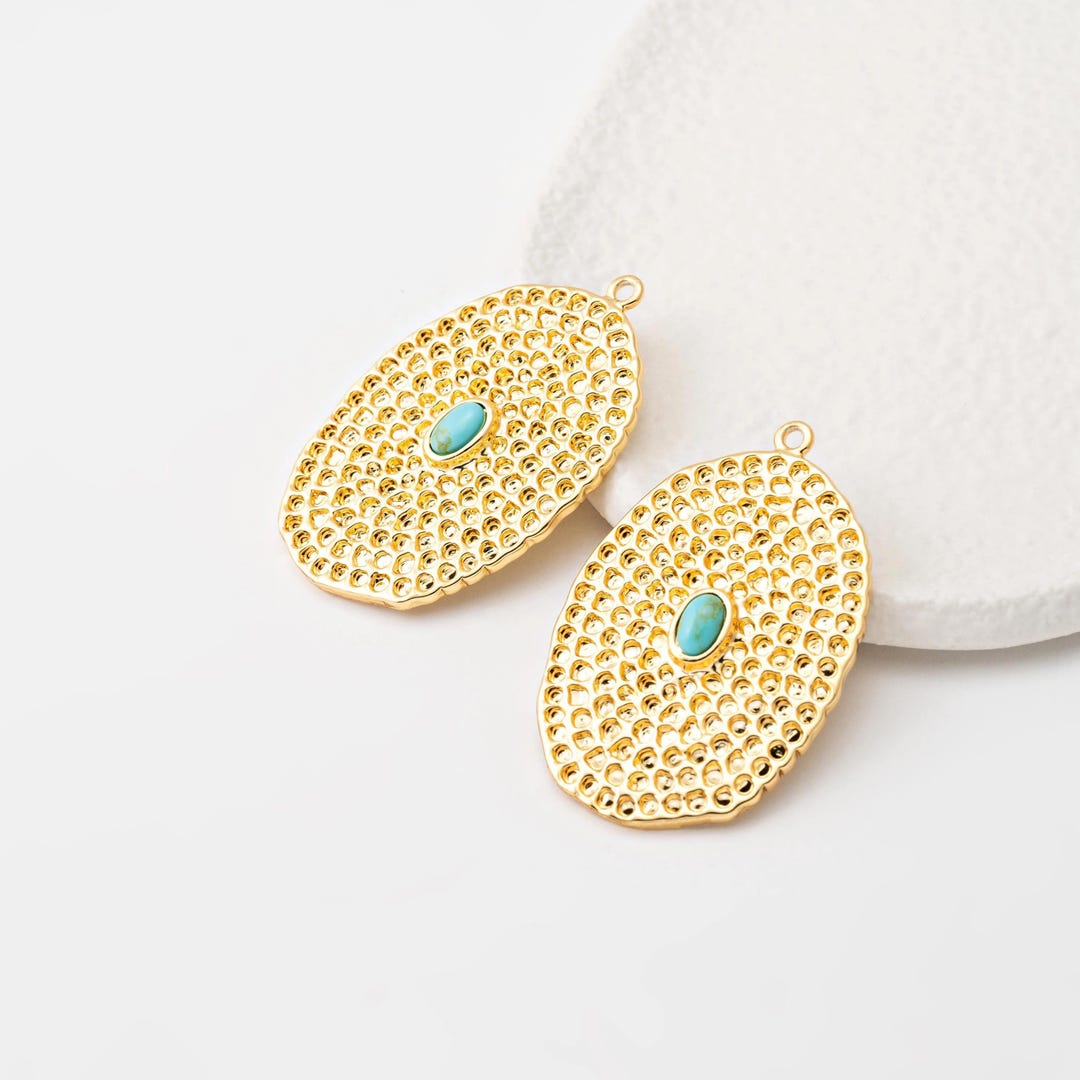 1PC - Round Turquoise Point Charms, Vintage Oval Pendant, Wax Seal Coin ...