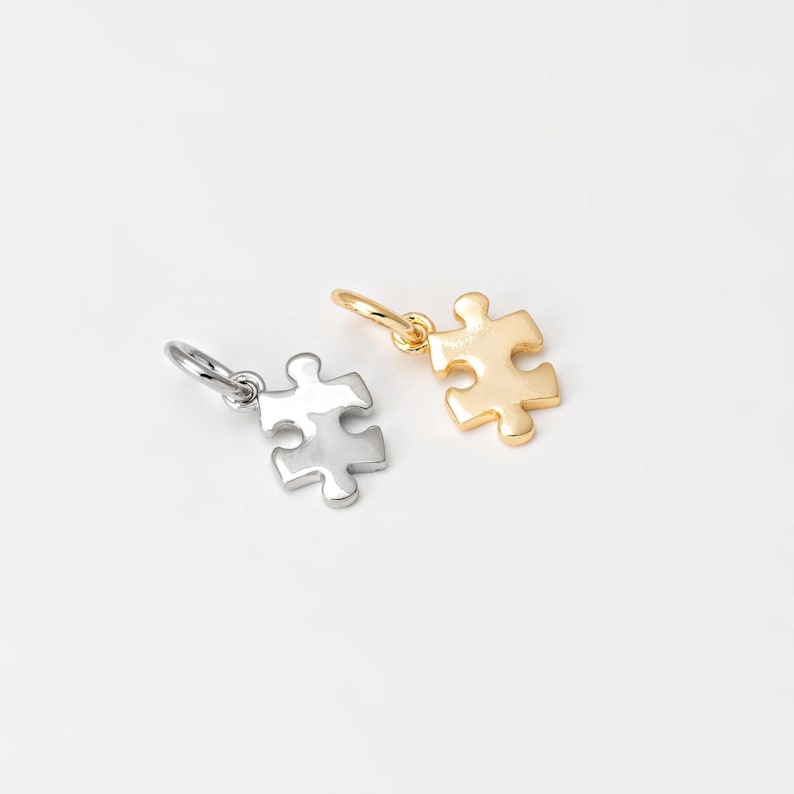 2PCS - Puzzle Piece Charms, Mini Pendant for Necklace or Bracelet ...