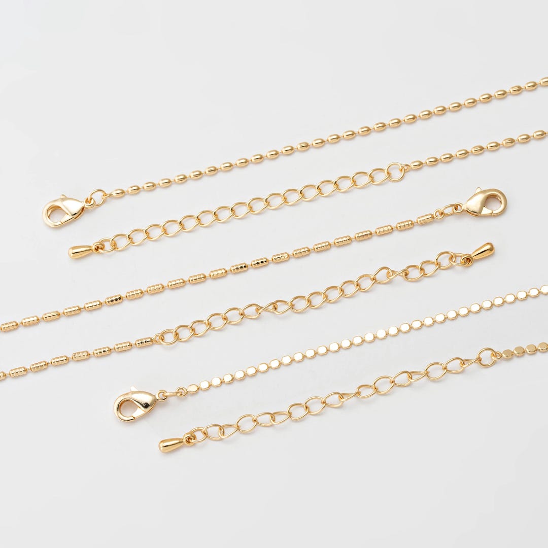 1PC - 6"+1.5", 16"+2" Link Finished Chain Necklace, Round Oval Shape ...