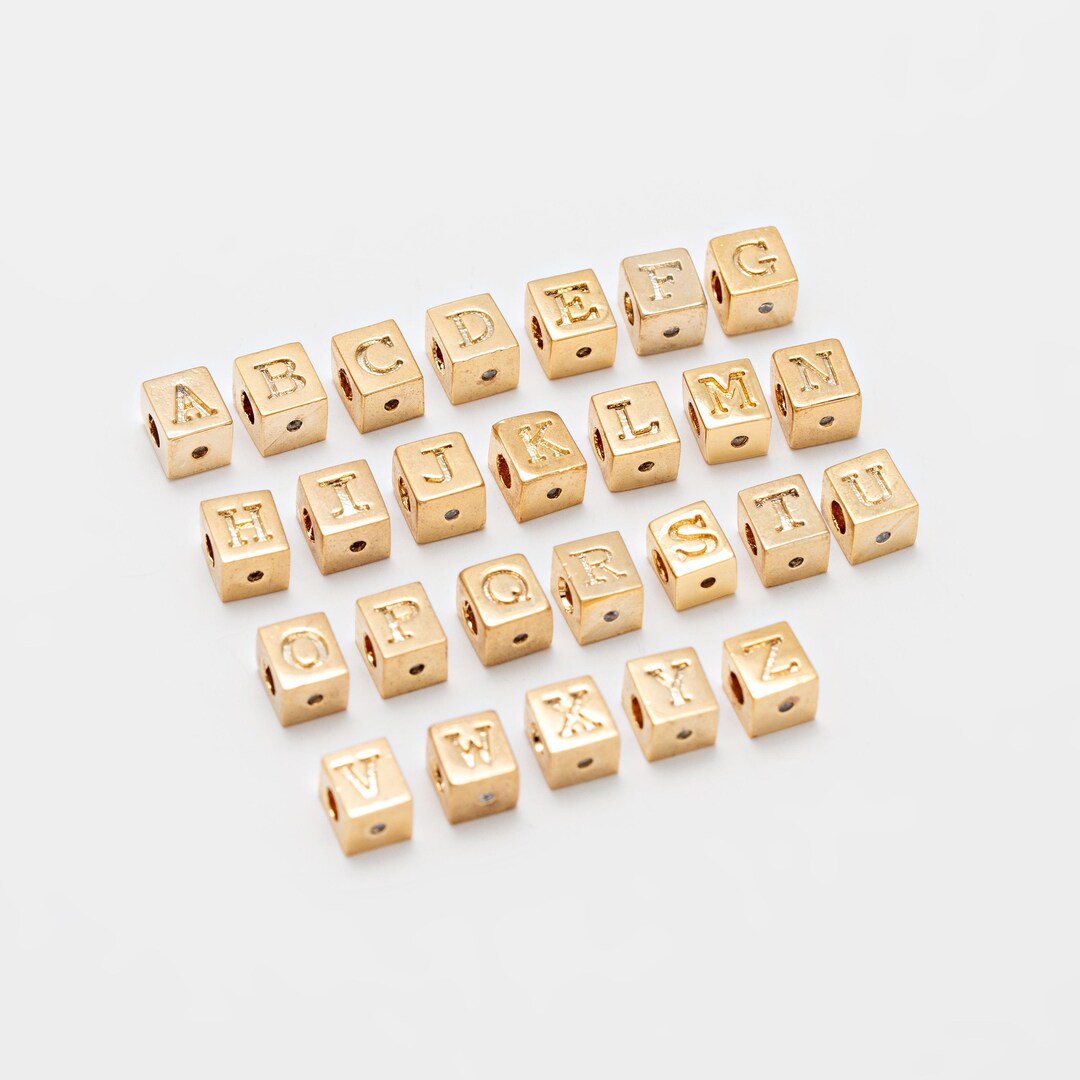 1PC - A to Z Alphabet Cube,cubic Initial, Letter, Brass Beads, Initial ...
