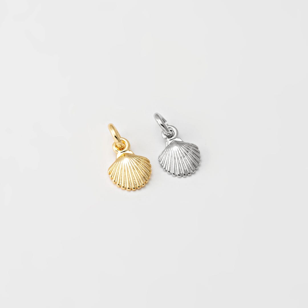 2PCS - Tiny Sea Shell Gold Charm, Gold Shell Dangle Charm, Minimalist ...
