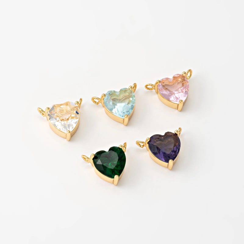Green Glass Heart Charm - Etsy