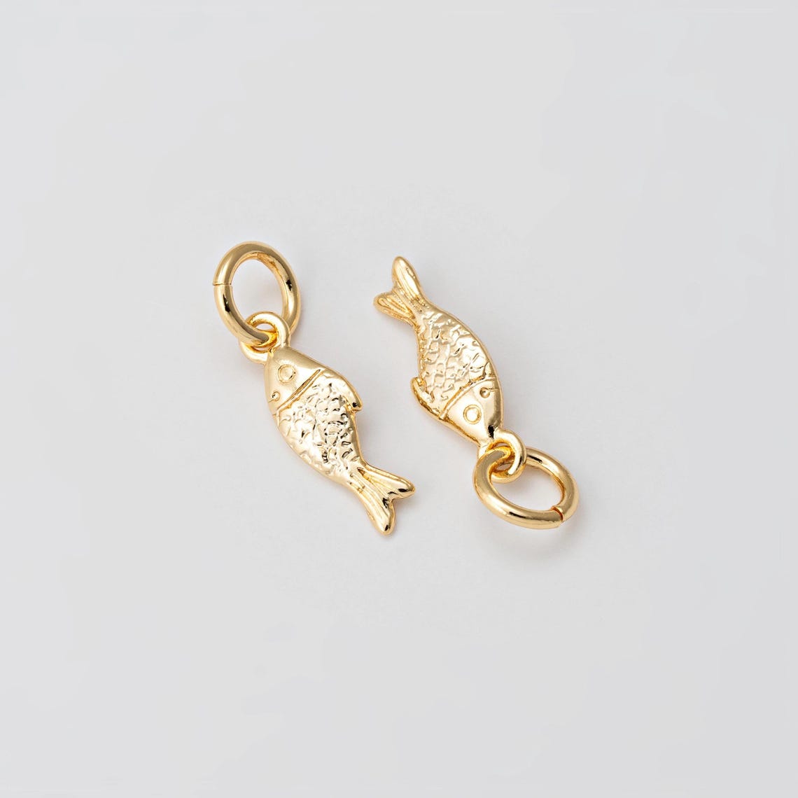 2PCS - Fish Charm, Small Dangle Animal Pendant, Tiny Gold Under the Sea ...