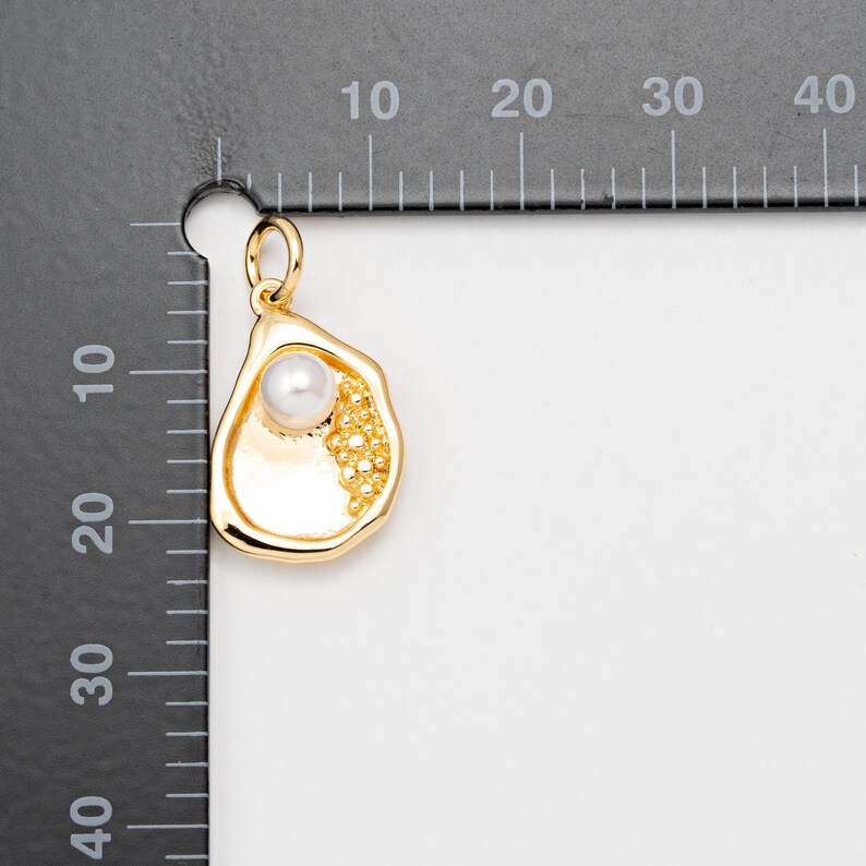 1PC - Oyster Shell Pearl Pendant, Textured Organic Charm, Vintage ...