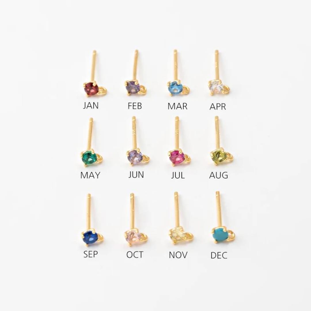 2PCS - 3mm CZ Stud Earrings, 925 Sterling Silver Post, Birthstone ...