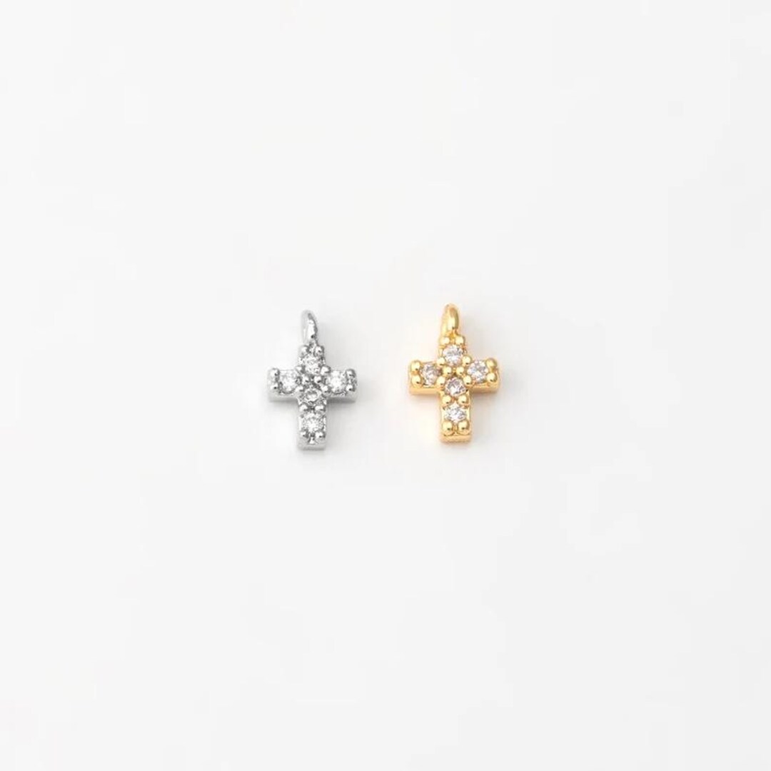 2PCS - Tiny Cross Dangle Charm, Small Gold Cross Pendant, Minimalist ...