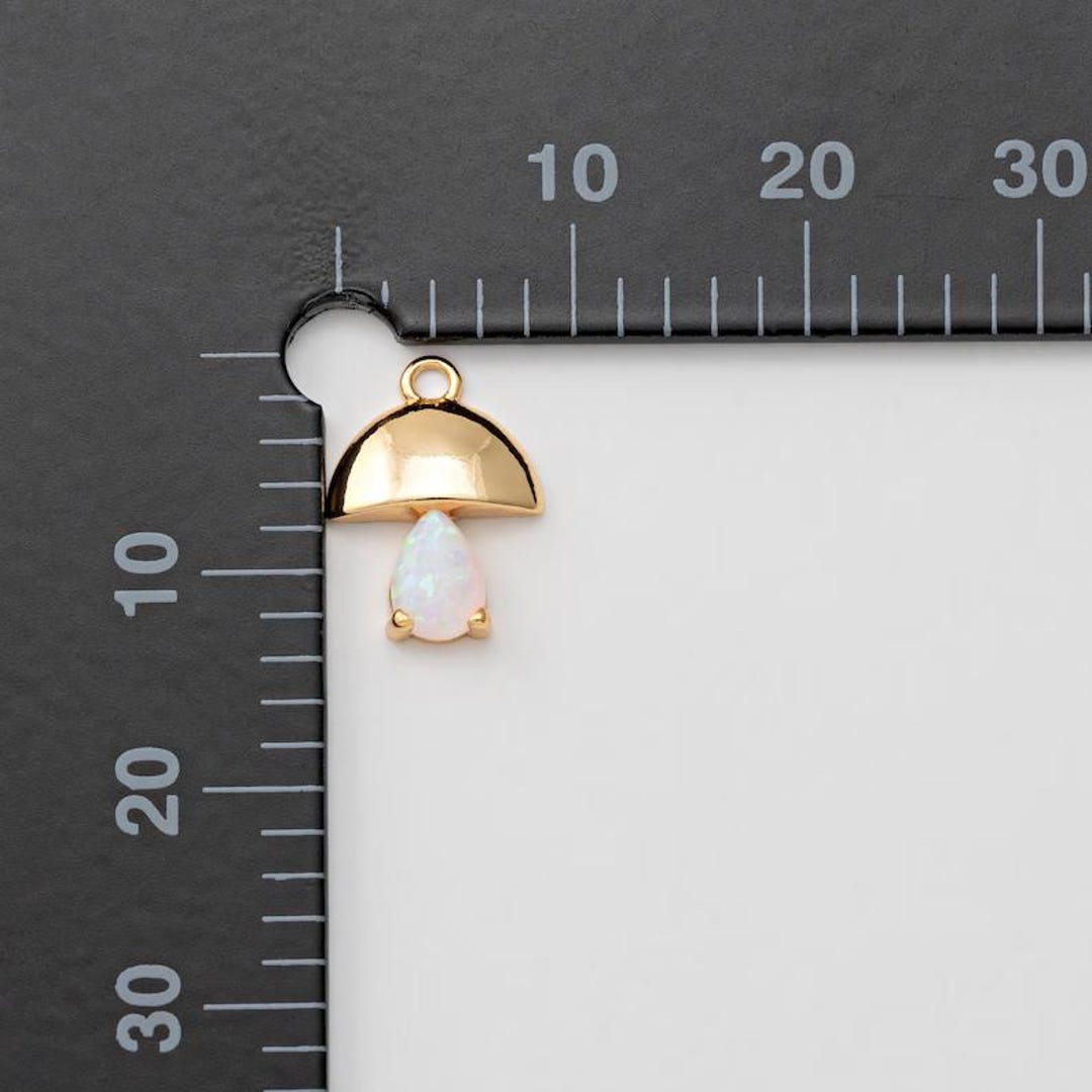 1PC - Mushroom Opal Charm, Gold Toadstool Dangle Pendant, Minimalist ...