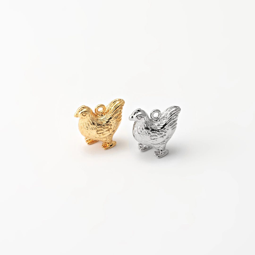 2PCS - Chicken Brass Dangle Pendant, Rooster Charm, Hen Minimalist ...