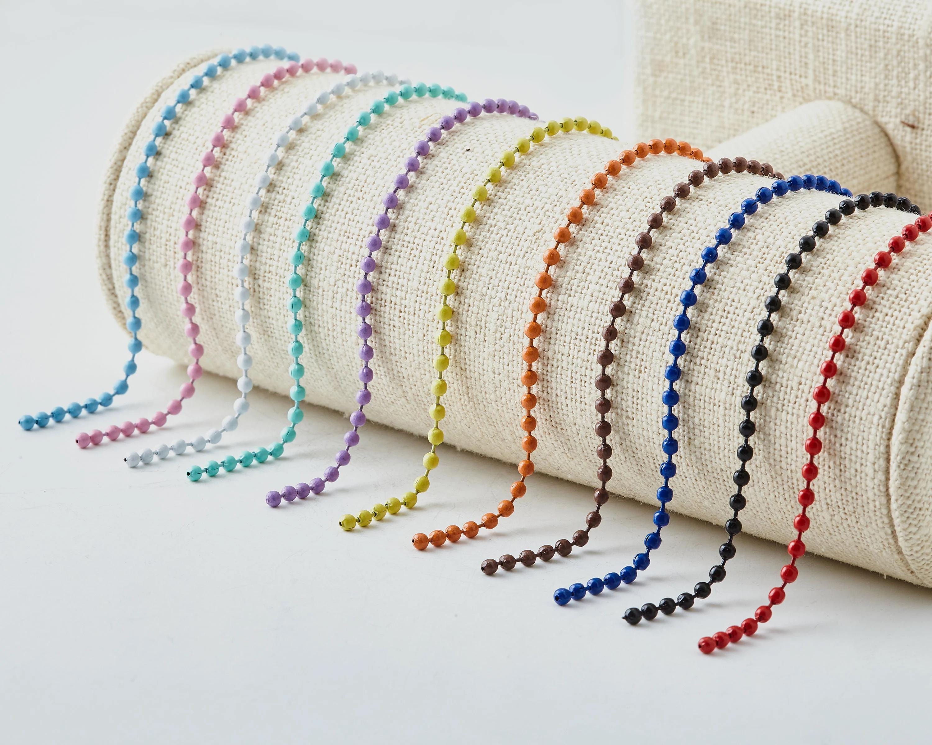 20PCS - Ball Chain With Connector Clasp Ball Chains, Multi Color Ball ...