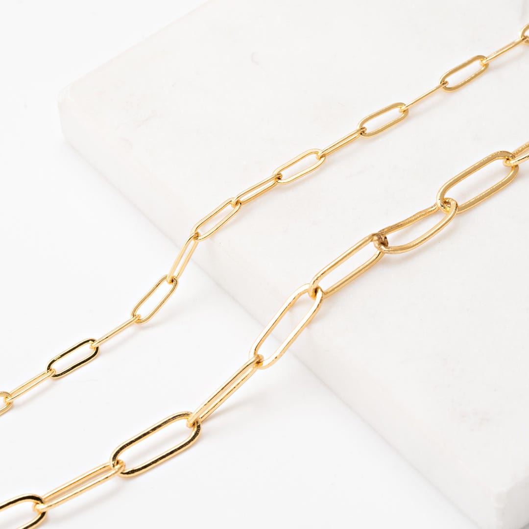 1meter - Link Chain Necklace Making, Two Size Oval Gold Chains for DIY ...