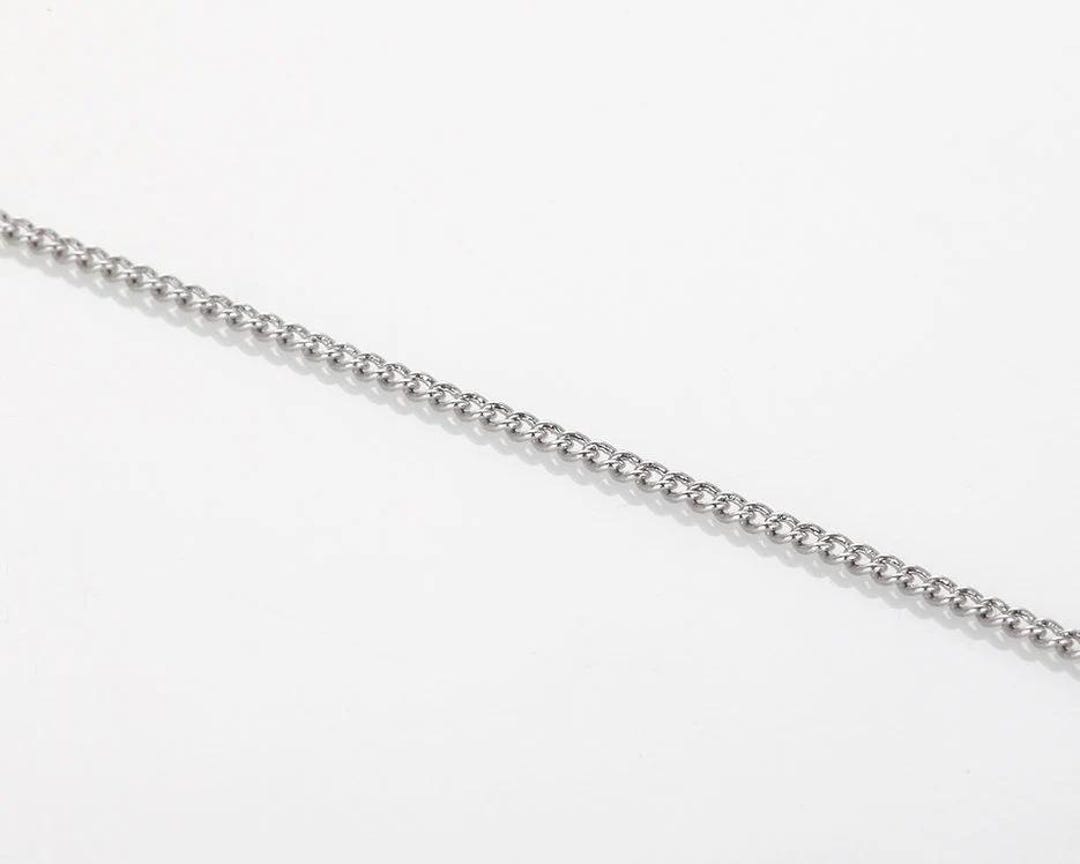 1 Meter - Curve Chain 1.2mm X 1.2mm Polished Rhodium Plated Over Brass ...
