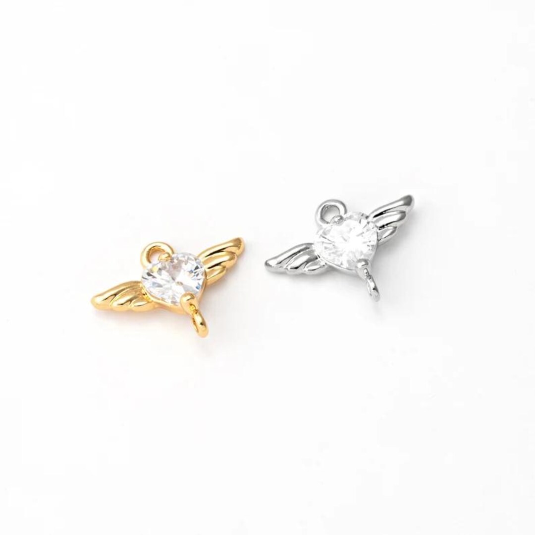 2PCS - Cubic Heart Connector, Heart Wing Dangle Connector, Necklace ...
