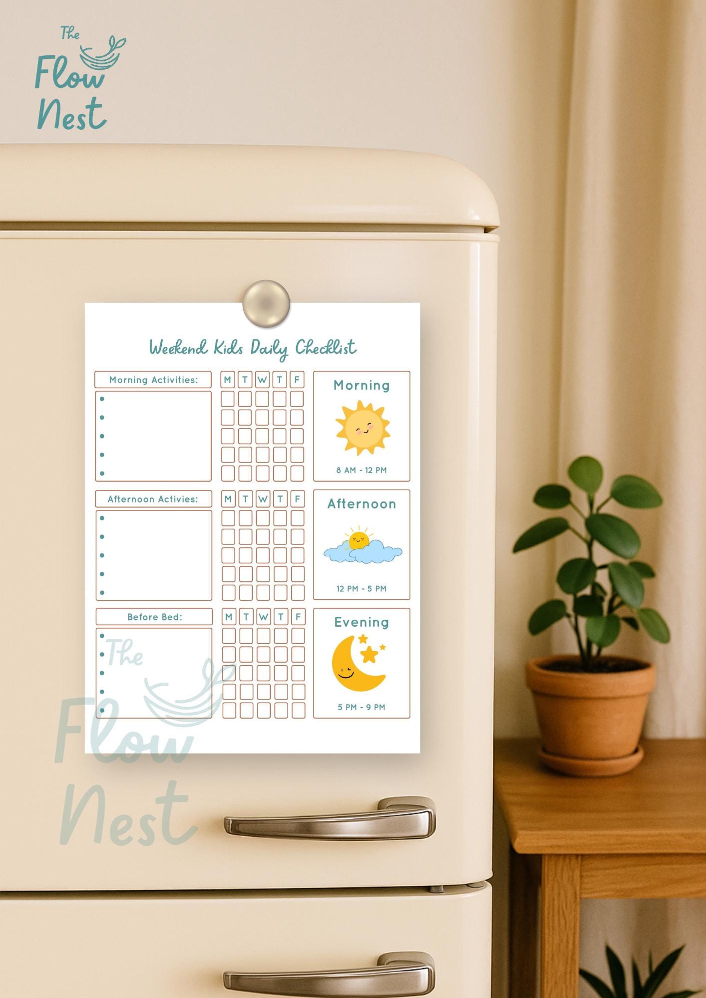 Kids Daily Checklist Printable Bundle | School Day + Weekend Routine ...