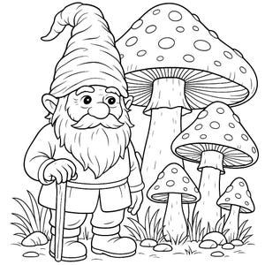 Gnome Coloring Book, Printable Square Pages for Teens and Adults, Black ...