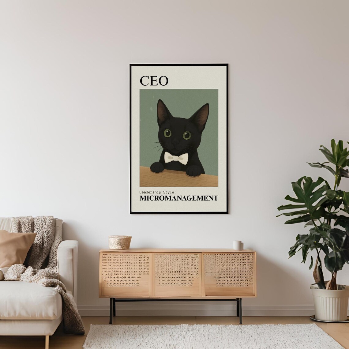 Funny Minimalist Cat Poster - Cubicle Decor Instant Download for ...
