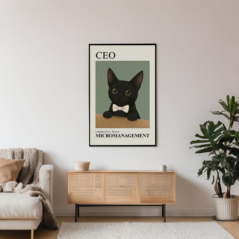 Funny Minimalist Cat Poster - Cubicle Decor Instant Download for ...