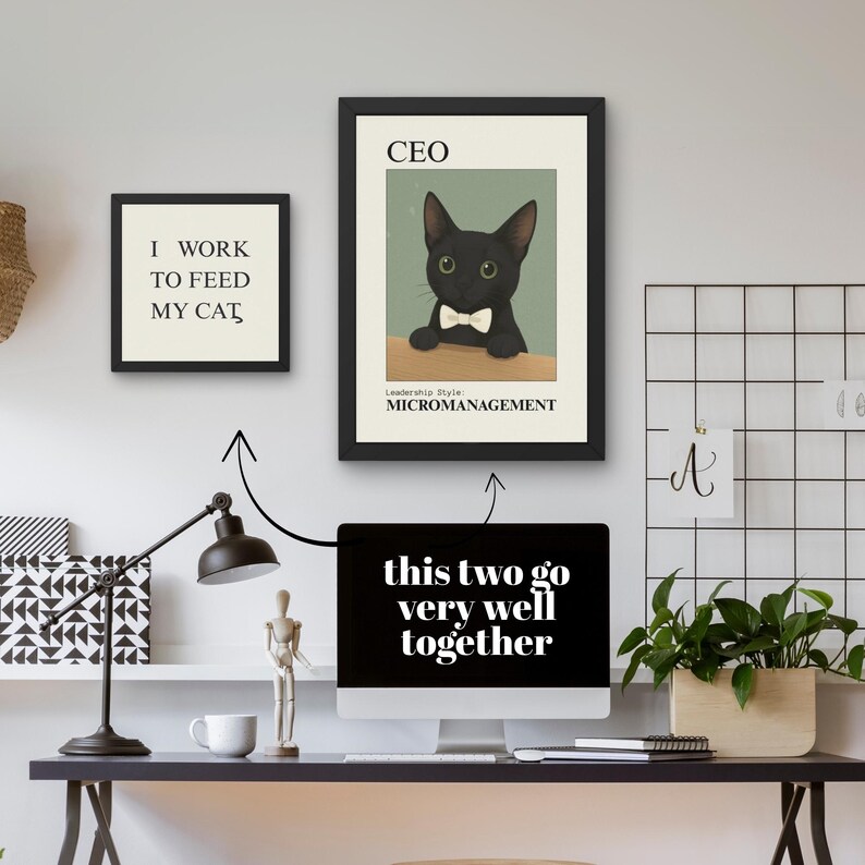 Funny Minimalist Cat Poster - Cubicle Decor Instant Download for ...