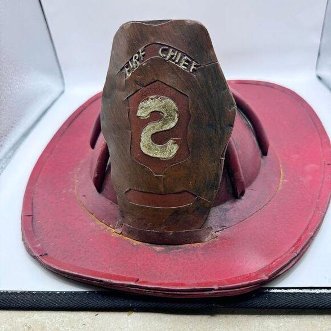 Vintage Metal Fire Chiefs Hat Decor Red - Etsy