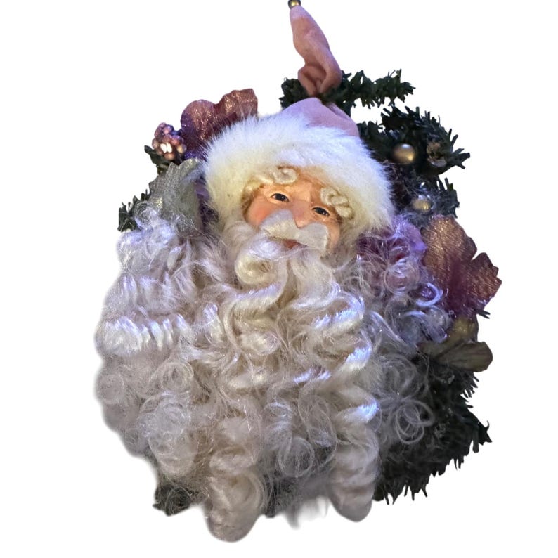 Vintage Santa Head Christmas Holiday Decoration Wall Hanging Decor 8x6 ...