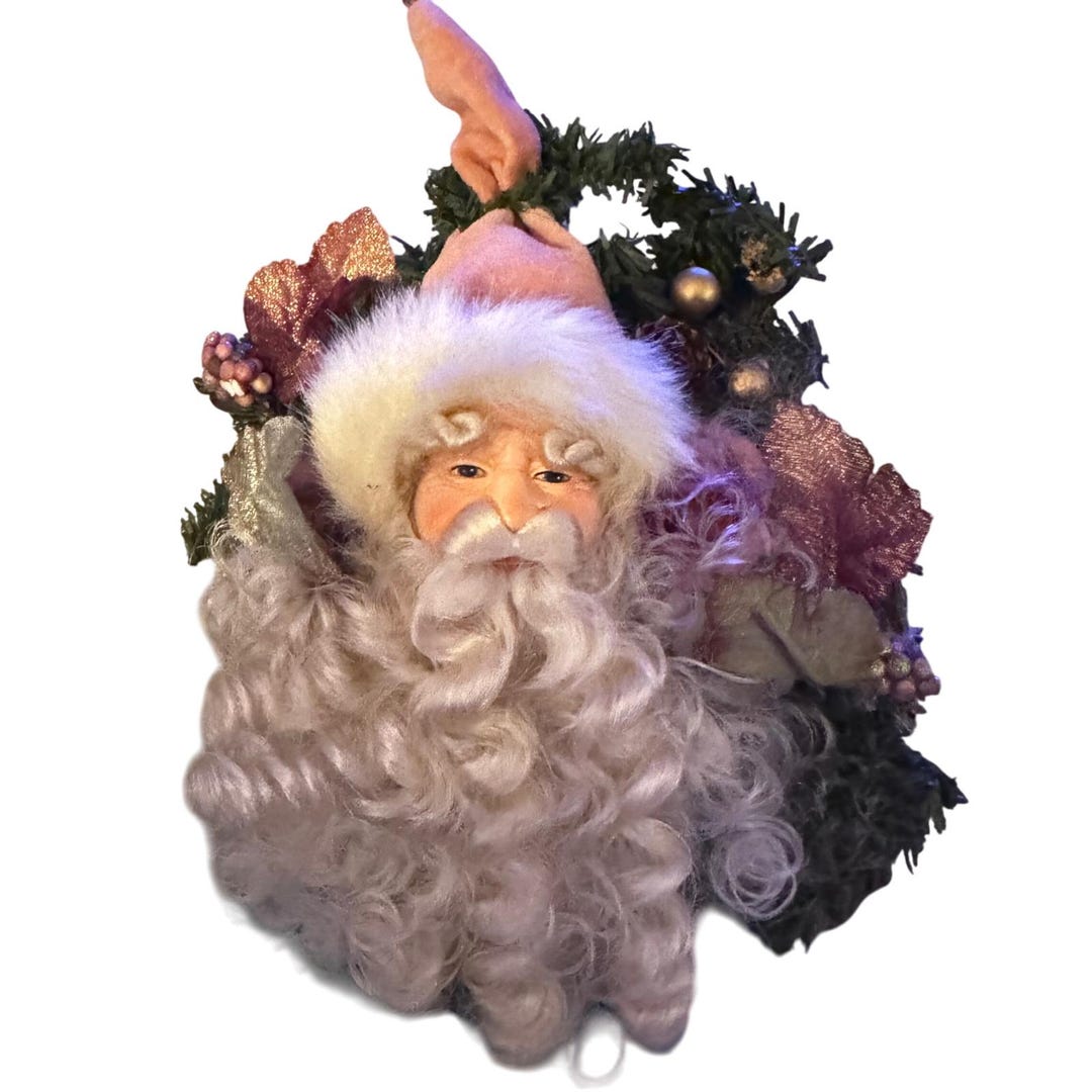 Vintage Santa Head Christmas Holiday Decoration Wall Hanging Decor 8x6 ...
