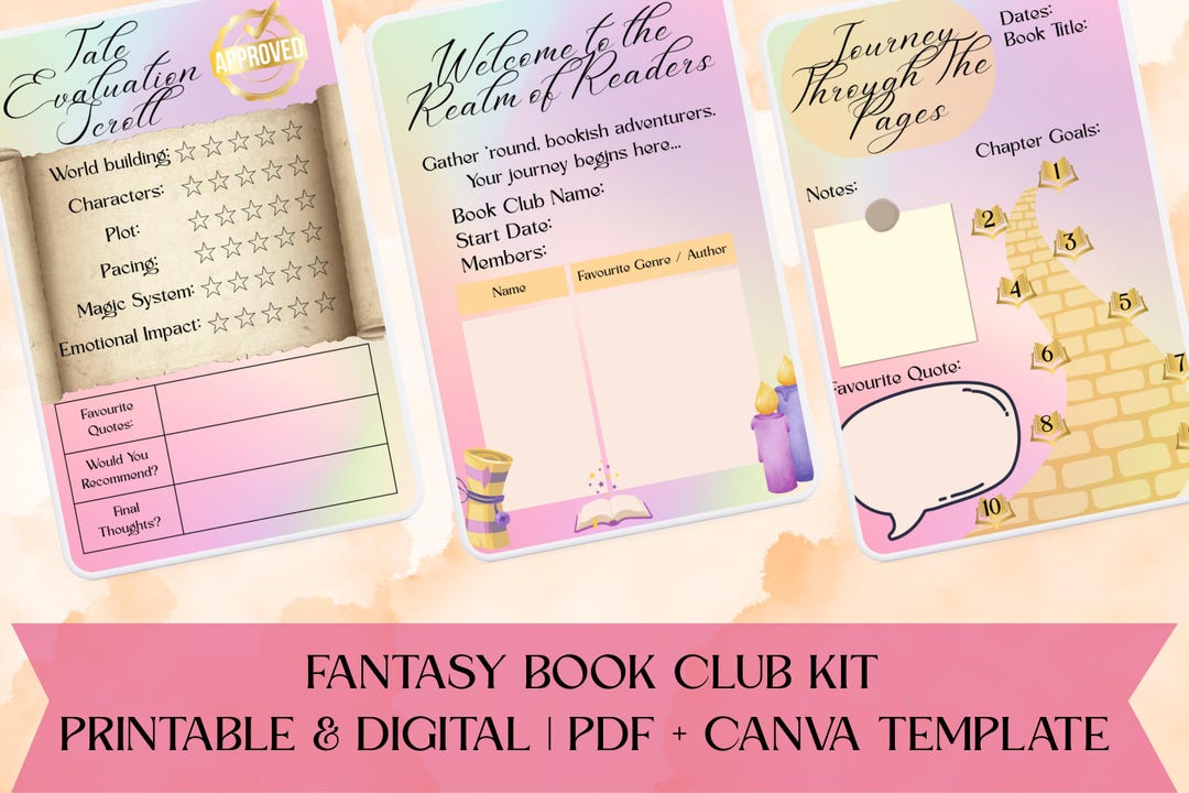 Fantasy Book Club Starter Kit - Printable Reading Planner, Meeting ...