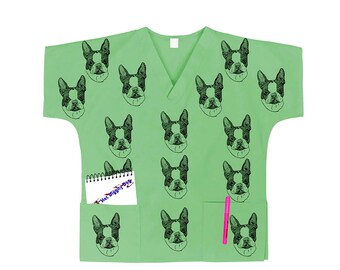 Dog Print Scrub Top - Etsy