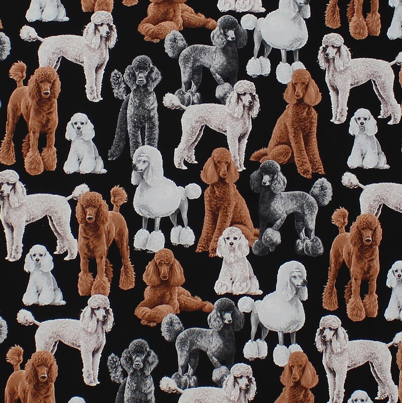 Poodle Fabric/36x44/mixed Poodle Print/hot Diggity/craft | Etsy