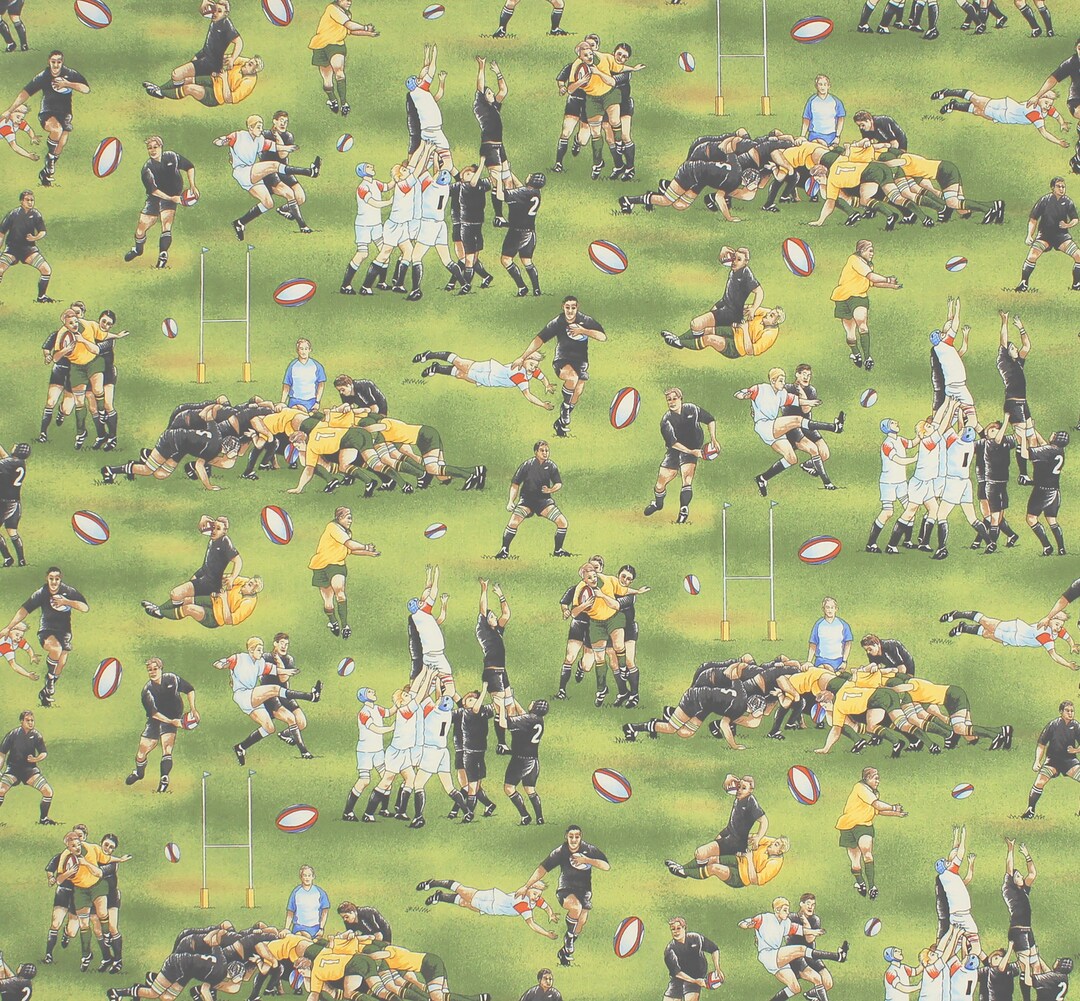 Rugby Fabric/18x44"/all Cotton/all Blacks Rugby/hot Diggity Dog/craft ...