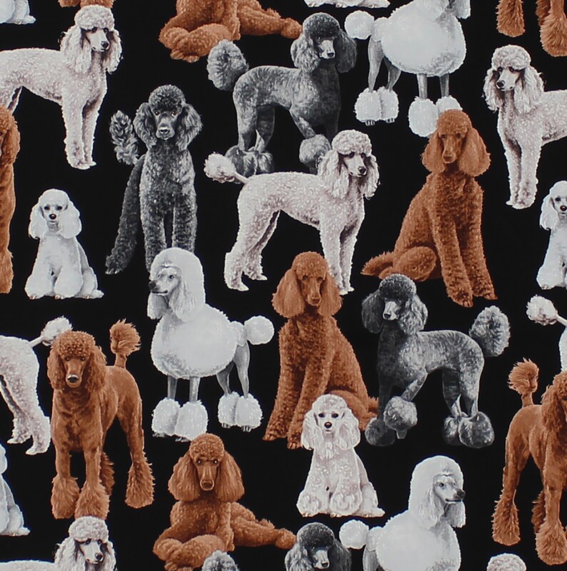 Poodle Fabric/36x44/mixed Poodle Print/hot Diggity/craft | Etsy