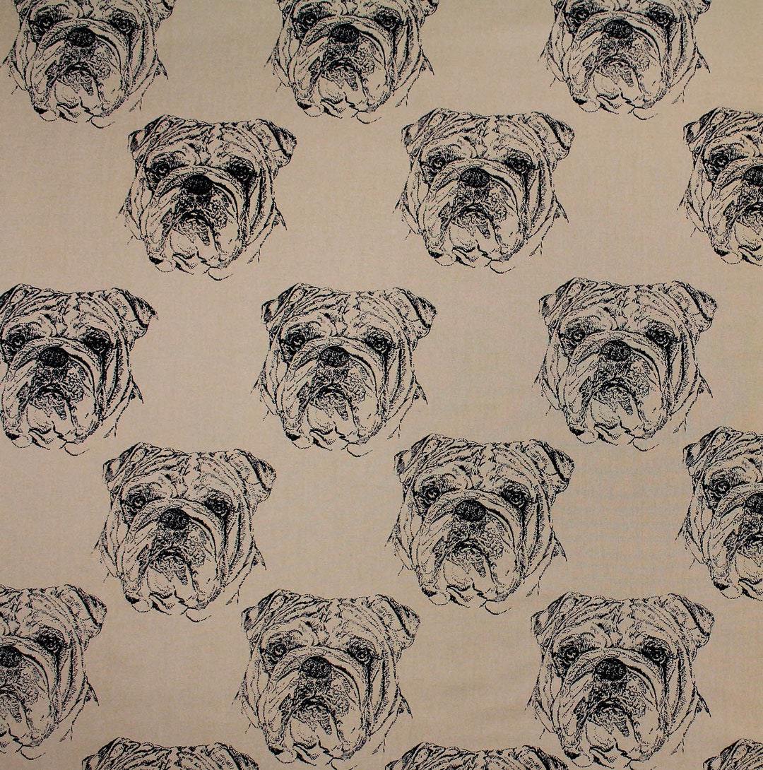 Bulldog Print Fabric/36x44"/northcott All Cotton /hot Diggity/craft ...