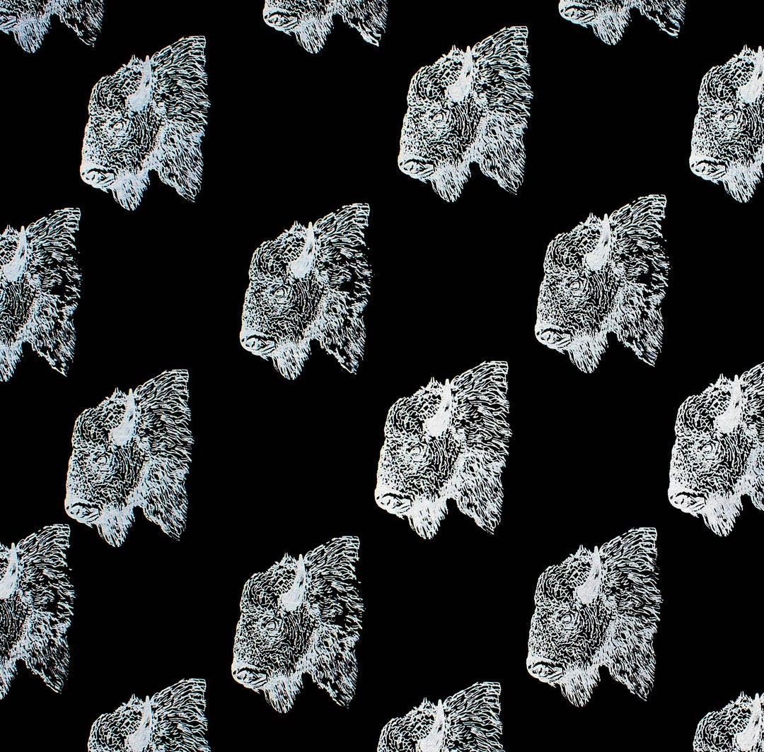 White Buffalo Print Fabric/white Bison Fabric/northcott All Cotton ...