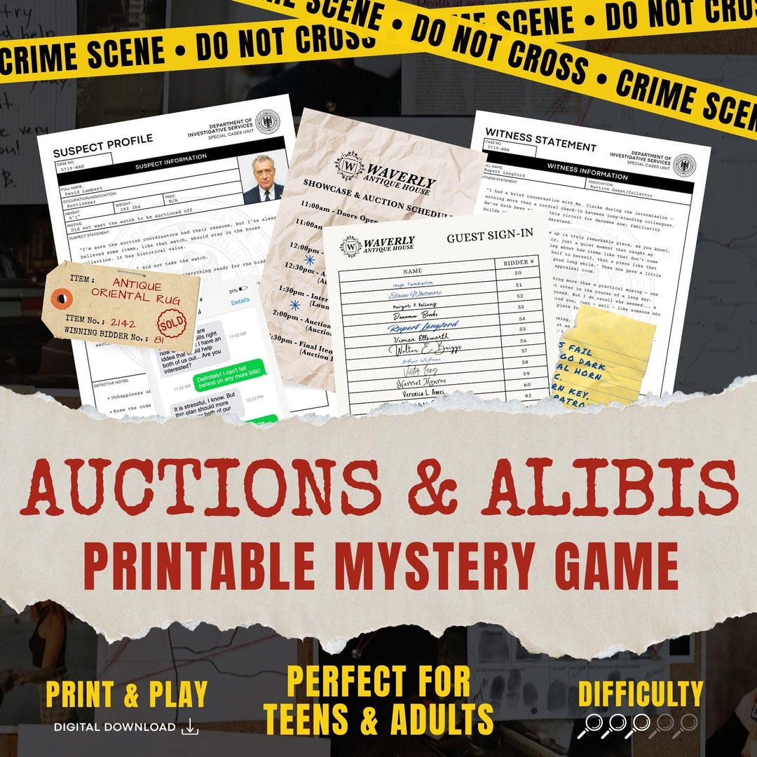 Printable Mystery Game for Teens and Adults | Printable Case File ...