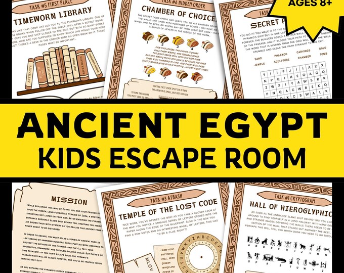Ancient Egypt Escape Room Game for Kids Egyptian Birthday Printable ...