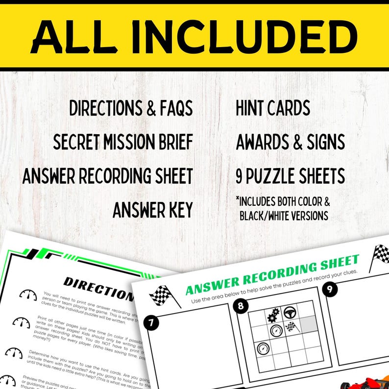 Race Car Escape Room Game for Kids Racing Birthday Printable Activity ...