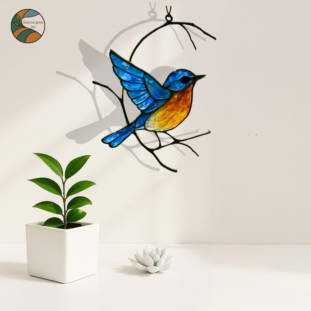 BG 16 Bluebird Stained Glass Pattern – PNG & JPG -pdf Digital Download ...