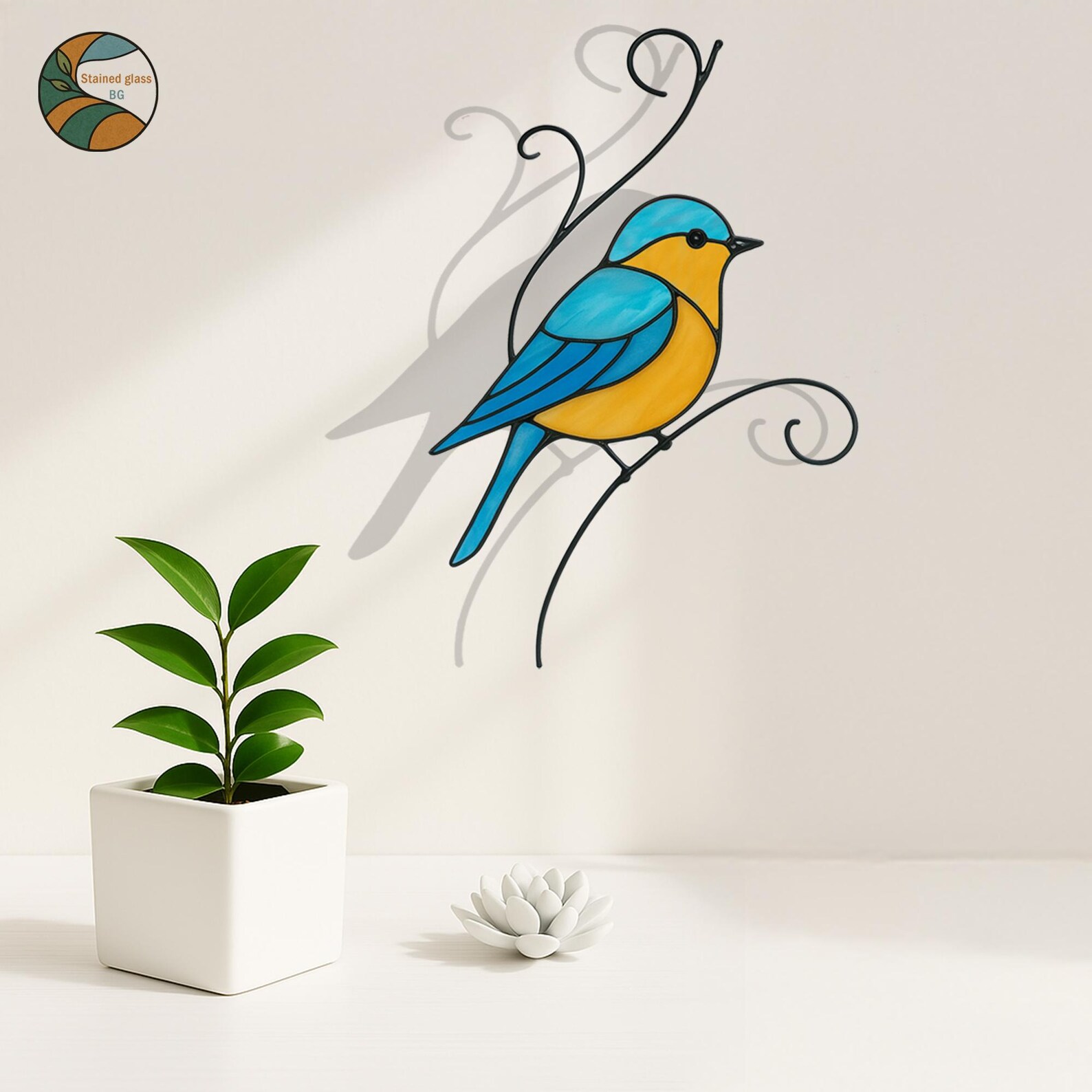 BG 06 Bluebird Stained Glass Pattern – PNG & JPG -pdf Digital Download ...