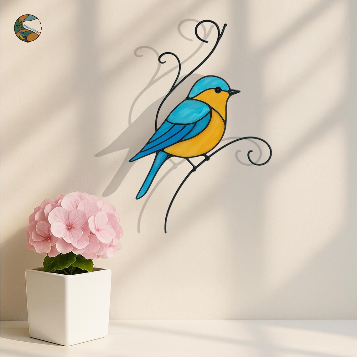 BG 06 Bluebird Stained Glass Pattern – PNG & JPG -pdf Digital Download ...