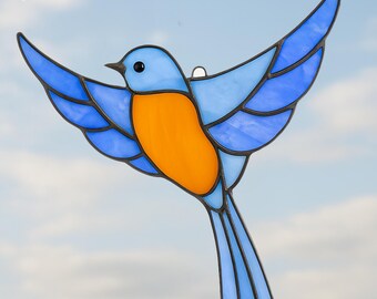 BG 06 Bluebird Stained Glass Pattern – PNG & JPG -pdf Digital Download ...