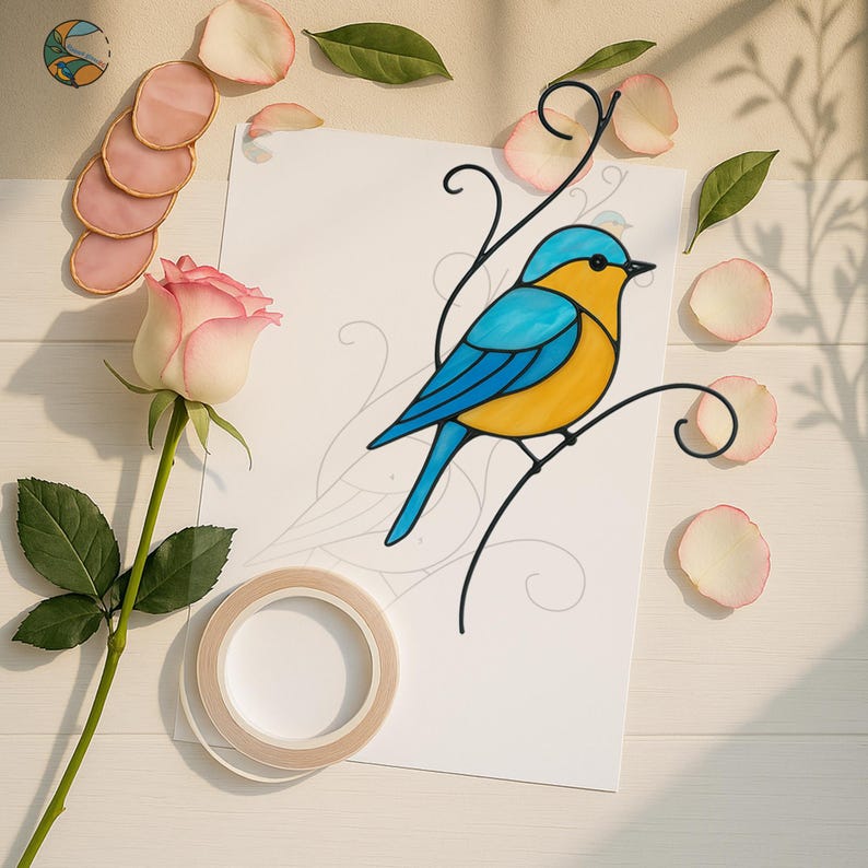 BG 06 Bluebird Stained Glass Pattern – PNG & JPG -pdf Digital Download ...