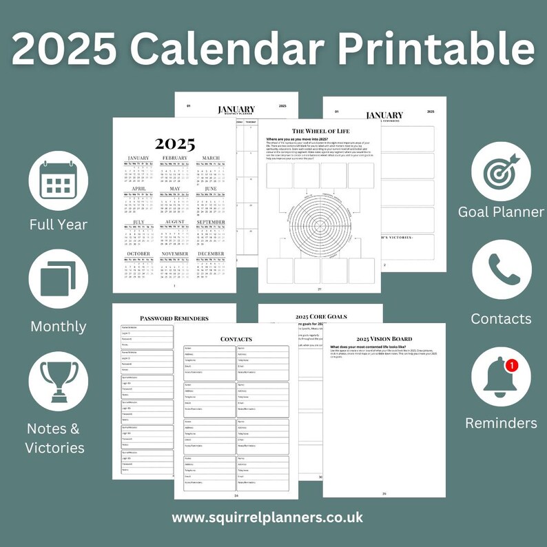 2025 Calendar - Printable - Etsy