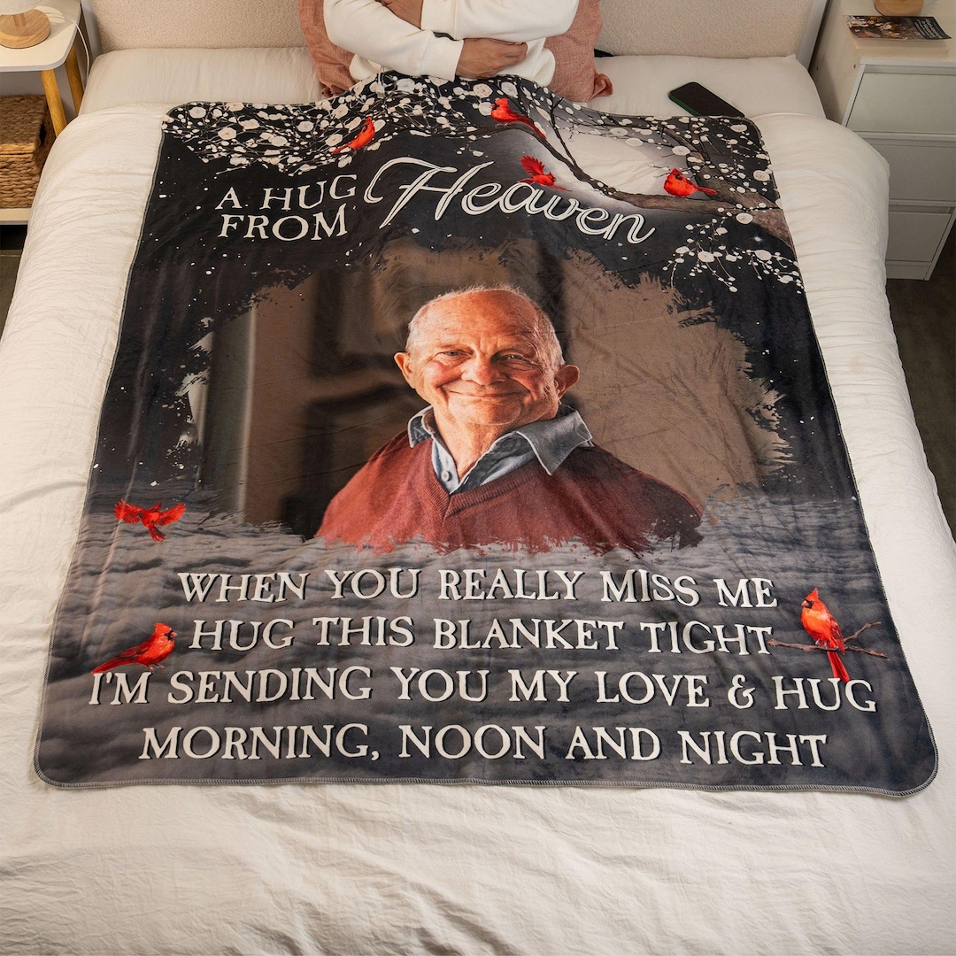 A Hug From Heaven - Personalized Memory Photo Blanket - Etsy