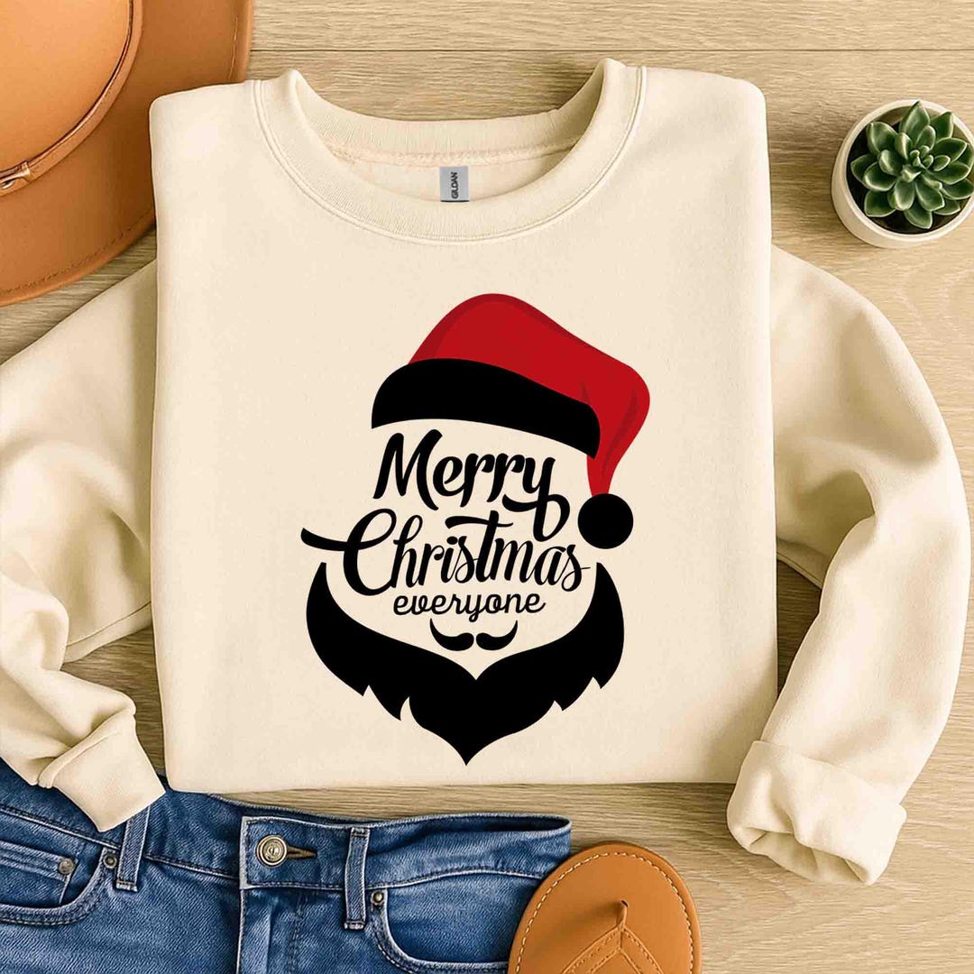 Merry Christmas Santa Joyful Mistletoe Blessing Winter Adults and Kids ...