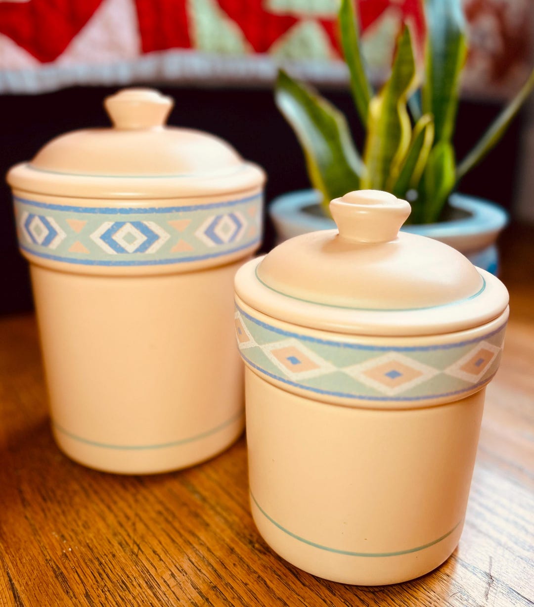 Vintage Treasure Craft Canisters – Southwest Aztec Ceramic Jar Set ...