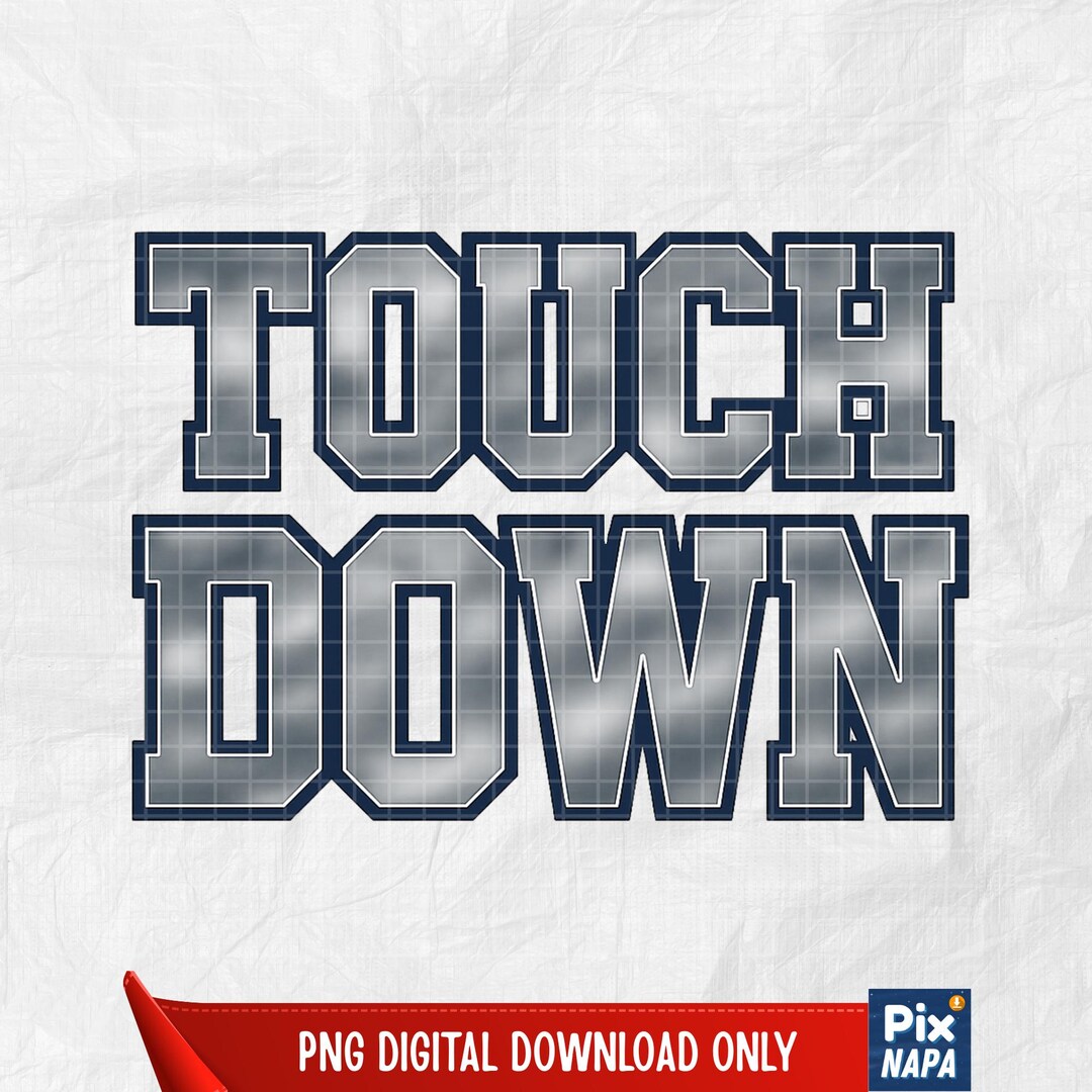 Touchdown Metallic Silver Football PNG, Chrome Block Letters, Game Day ...