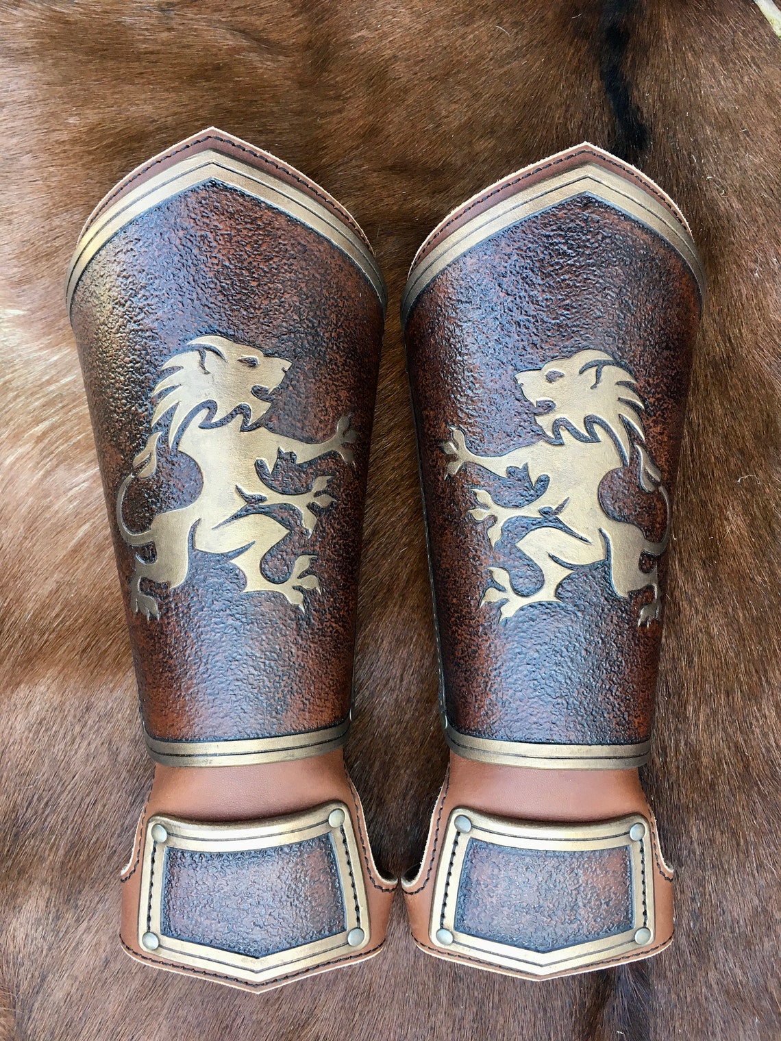 Heavy Leather Lion Gauntlets/Bracers | Etsy