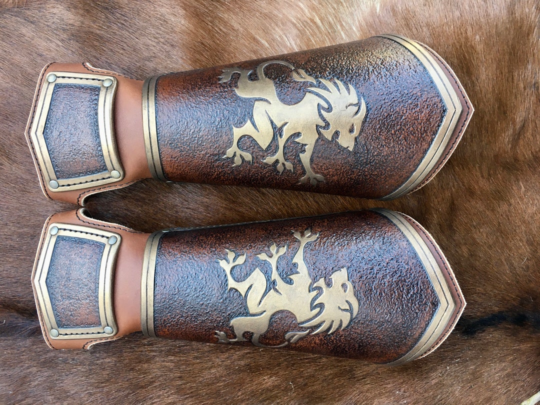 Heavy Leather Lion Gauntlets/bracers - Etsy